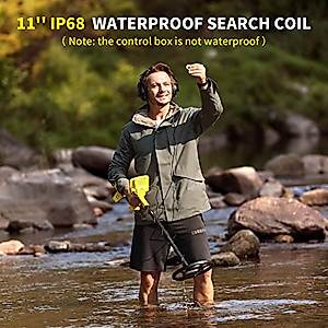 Upgraded Metal Detector for Adults: SAKOBS 11'' Professional Pinpoint Metal Detector IP68 Waterproof with 5 Modes, 7 Type Target Metals, 8 Levels Sensitivity,11" Detection Depth Gold Detector