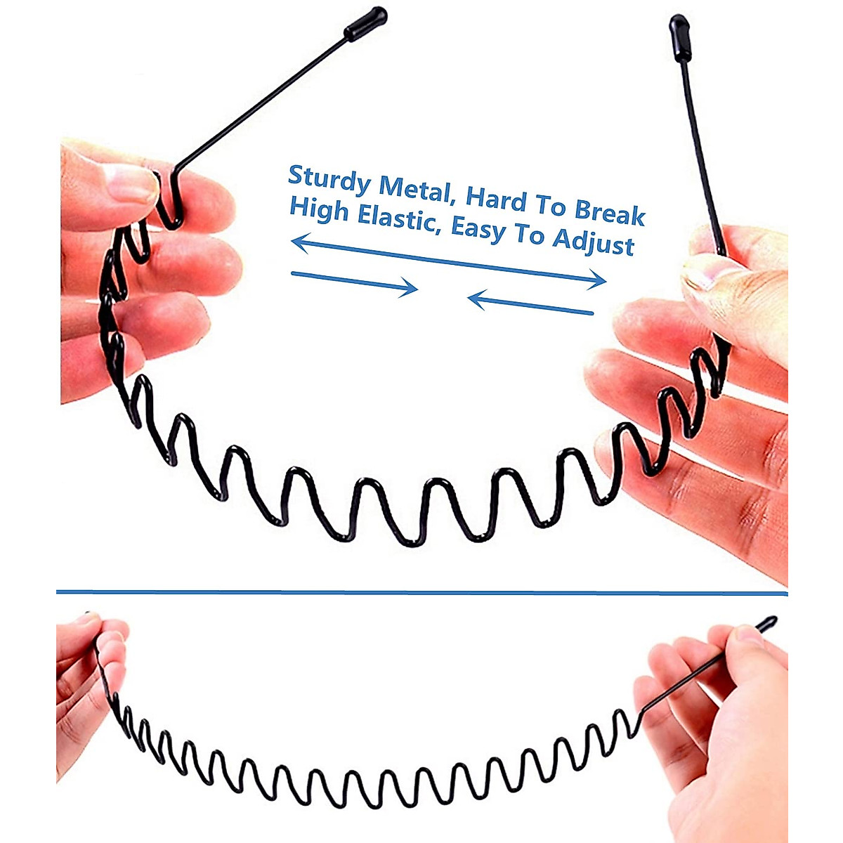 bodbop Metal Hair Band for Men Headband Mens Hair Bands Unisex Fashion Headbands Sports Hairband Head Band Hair Hoop for Women With Non Slip Wavy Teeth, Black