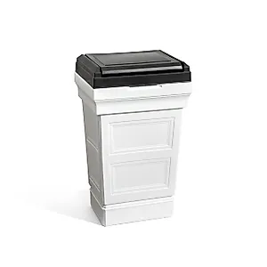 Step2 Atherton Large Garbage Container, Indoor/Outdoor Durable & Stylish Trash Can with Lid, Weather-Resistant, Classic White