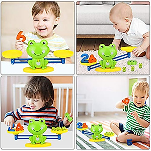 Aitbay Cool Math Game, Valentines for Preschoolers Frog Balance Counting Toys for Boys & Girls Educational Number Toy Fun Children's Gift STEM Learning Age 3+ (63 PCS)