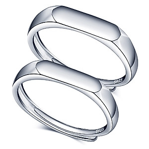 UMIERUI Promise Rings for Couples 925 Sterling Silver Couple Rings Set Engagement Wedding Ring Band Adjustable Couple Ring