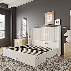 Jocisland Platform Bed Frame Velvet Tufted Upholstered Bed King Size