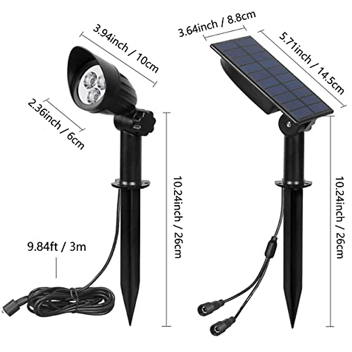 CORESLUX Solar Spotlights Outdoor Garden Lights, Super Bright 6 LED Bead Landscape Spotlights IP65 Waterproof Adjustable Solar Spot Lights for Patio Yard Garden Pathway (Warm Light)