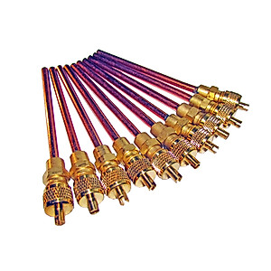 Lot of 10 Service/Access Valve 1/4" SAE x 3/16" OD x 3" Stem + Core & Cap/Core Remover