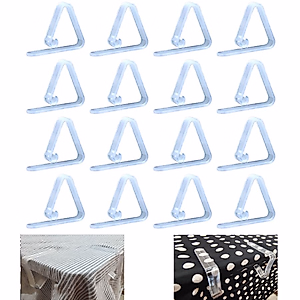 GERILKAI 16 Pcs Tablecloth Clips - Clear Plastic Table Cloth Hold Clips -Outdoor Tablecloth Clips for Home Wedding Party Indoor Outdoor Events