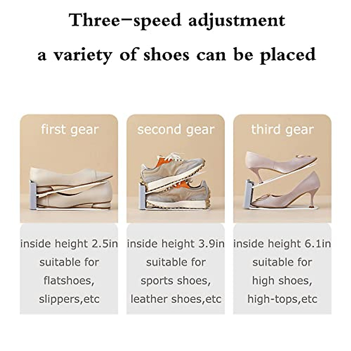 Weinu Shoe Slots Organizer Adjustable Shoe Stacker Storage Double Layer Stack Shoe Holder Space Saver (Blue)