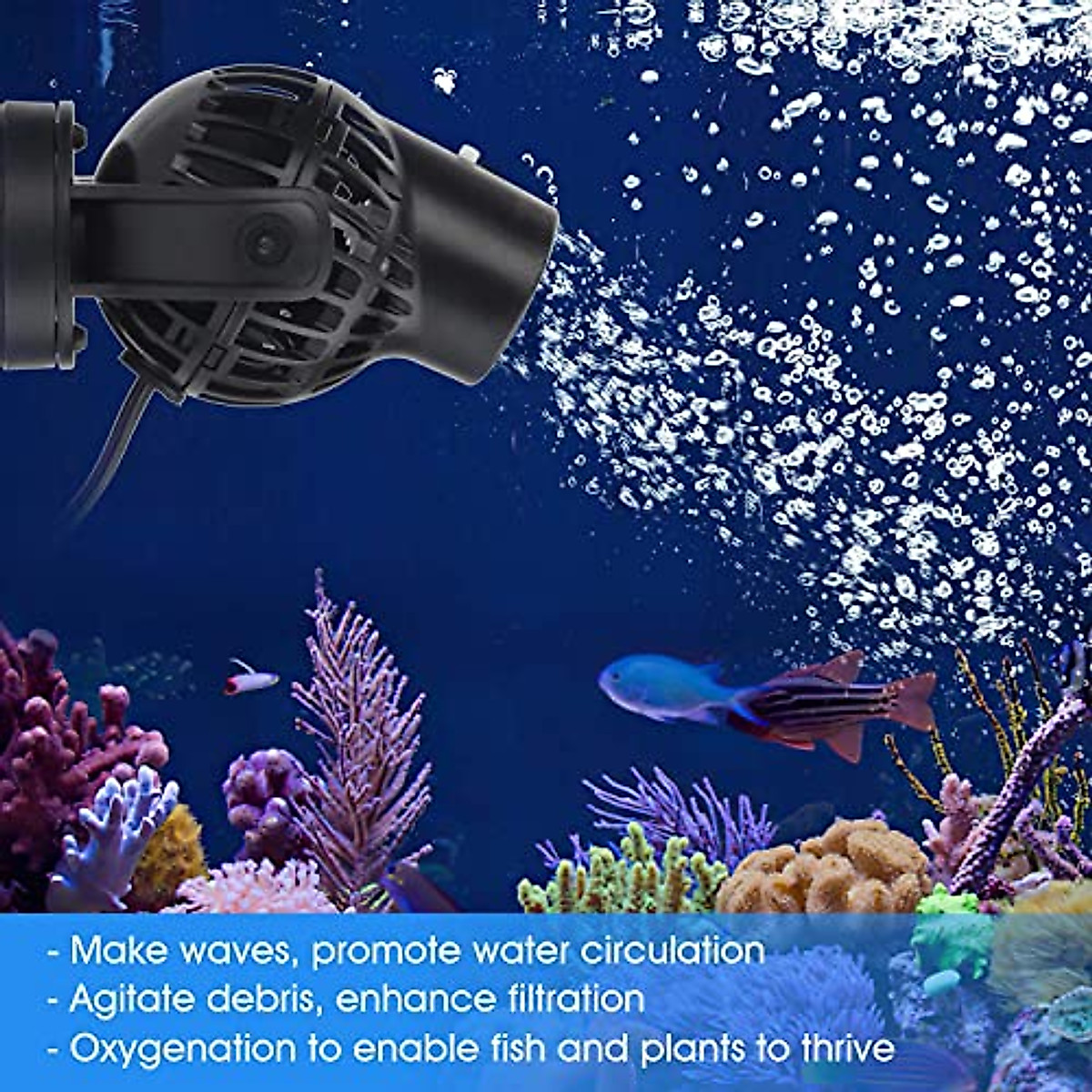 hygger Aquarium Wave Maker Circulation Pump, 1320 GPH Ultra-silence Fish Tank Powerhead with Strong Magnet Suction Base for Freshwater or Saltwater Fish Tank, 360° Rotating Submersible Water Pump