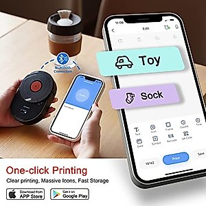 CLABEL Label Maker Machine with Tape, Portable Mini Label Printer Easy to Use Wireless Connection with Phone, Multiple Templates Available for Office Home Organization USB Rechargeable, Black, 521B
