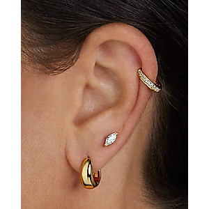 MILLA 14k Gold or Sterling Silver Hypoallergenic Huggie Earrings for Women - Y2K Preppy Lightweight Ear Huggers, 12mm