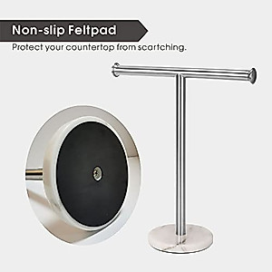 Songtec Hand Towel Holder Stand, Fingertip Towel Rack with Heavy Marble Base, Accessories Jewelry Stand (Marble Base, Brushed Nickel)