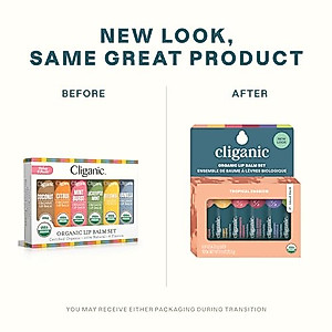 Cliganic Organic Lip Balm Set - 6 Tropical Flavors - 100% Natural Moisturizer for Cracked & Dry Lips (Packaging May Vary)