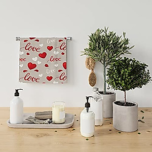 My Little Nest Hand Towels for Bathroom Elements Valentine's Day Hearts Absorbent Small Bath Towel Soft Kitchen Towels Fingertip Towel for Guest and Bar 30 x 15 inch