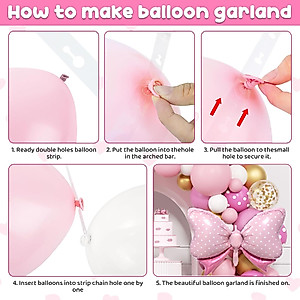 MeiWuKaBH Pink Mouse Balloon Garland Arch Kit for Cartoon Mouse Theme Birthday Party Decorations Girl Kids, Pink White Red Bow Foil Balloons for Mouse Baby Shower Party Decorations