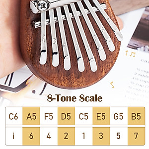 MOTZU Mini Kalimba, 8 Keys Finger Thumb Piano, Portable Mbira Solid Wood Finger Piano, Special Musical Instrument Gift for Kids, Adults, and Beginners