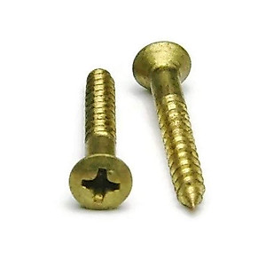 #10-13 Wood Screws - Phillips Oval Head Wood Screws - Brass #10-13 x 1 Qty 25