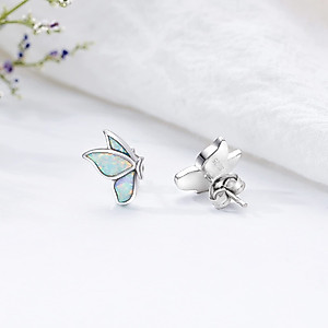 SHUSUKUE Sterling Silver Butterfly Wings Earrings Opal Stud Earrings Hypoallergenic Earrings Jewelry Gifts for Women