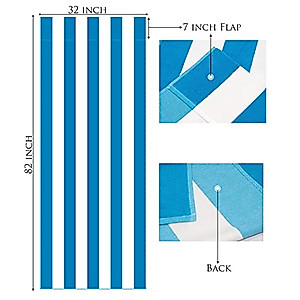 COTTON CRAFT Pool Lounge Chair Cover - 2 Pack - Chaise Beach Picnic Spa Towel - Cabana Stripe - Soft Premium Ringspun Terry Cotton - Oversized - 32 inch Wide x 82 inch Long with 7 inch Pocket – Aqua