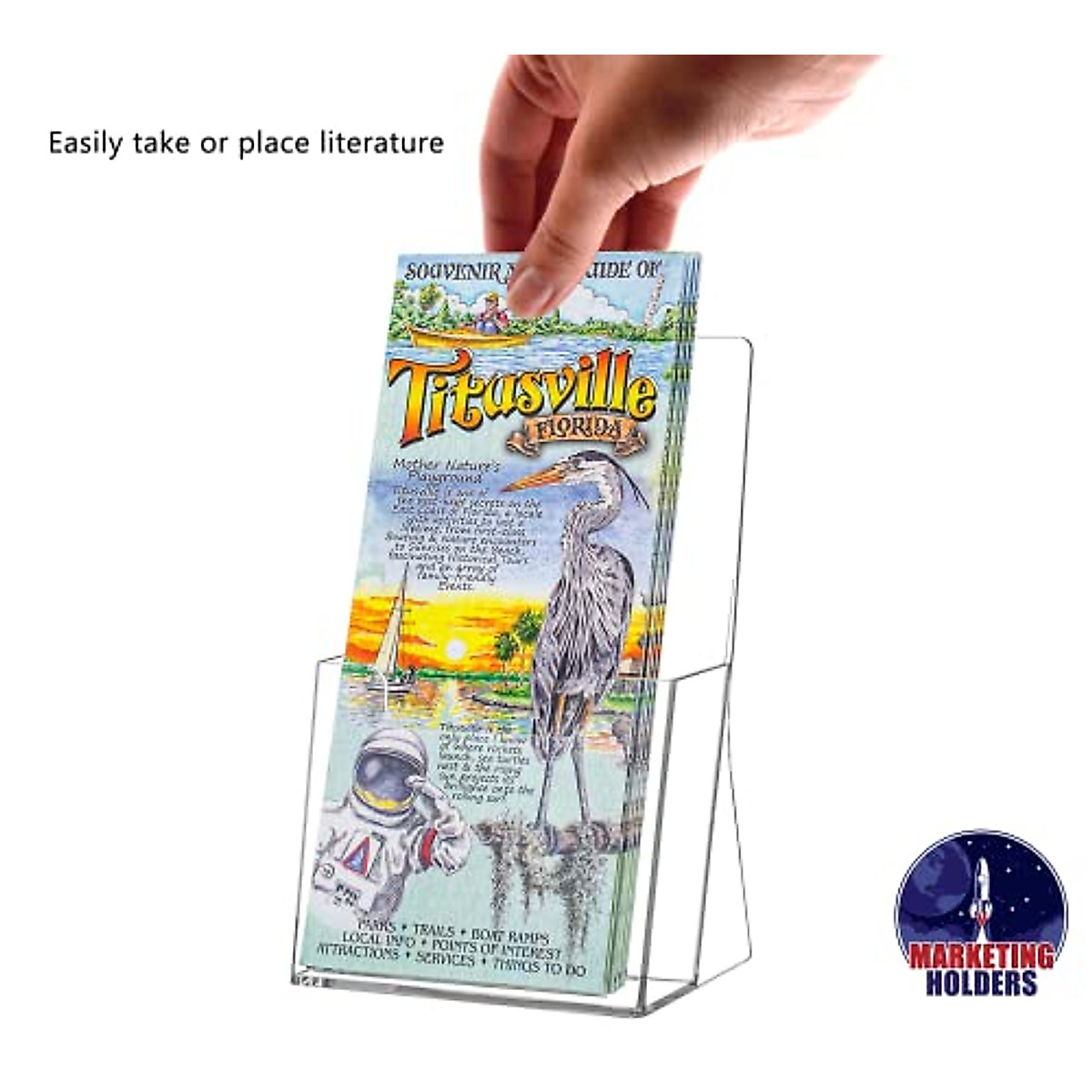 Marketing Holders Tri Fold Display 4.25”W Pamphlet Menus Maps Organizer Value Pack of 2 Countertop Clear Acrylic Single Pocket Brochure Holder Ad Trade Show Flyer