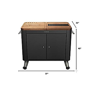 Everdure Mobile Prep Kitchen, 40-Inch Indoor/Outdoor Kitchen Island, Rolling Cart with Lockable Wheels, Equipped with Built-in Cutting Board and Serving Trays, Graphite