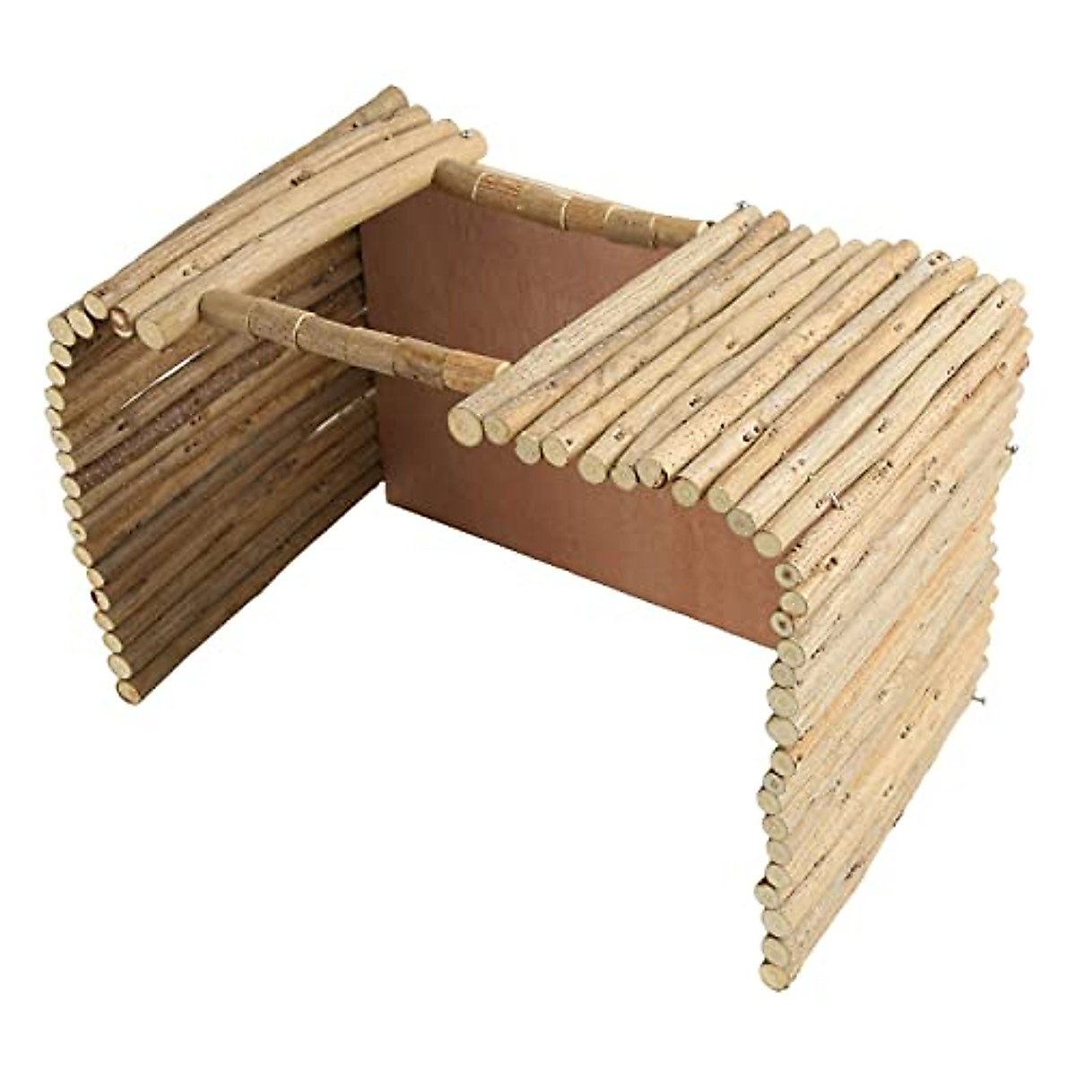 HEEPDD Wooden Small Pet Hideout, Breathable Fence Small Animal Hideout Hut with Platform for Hamster Guinea Pig Bunny Chinchilla