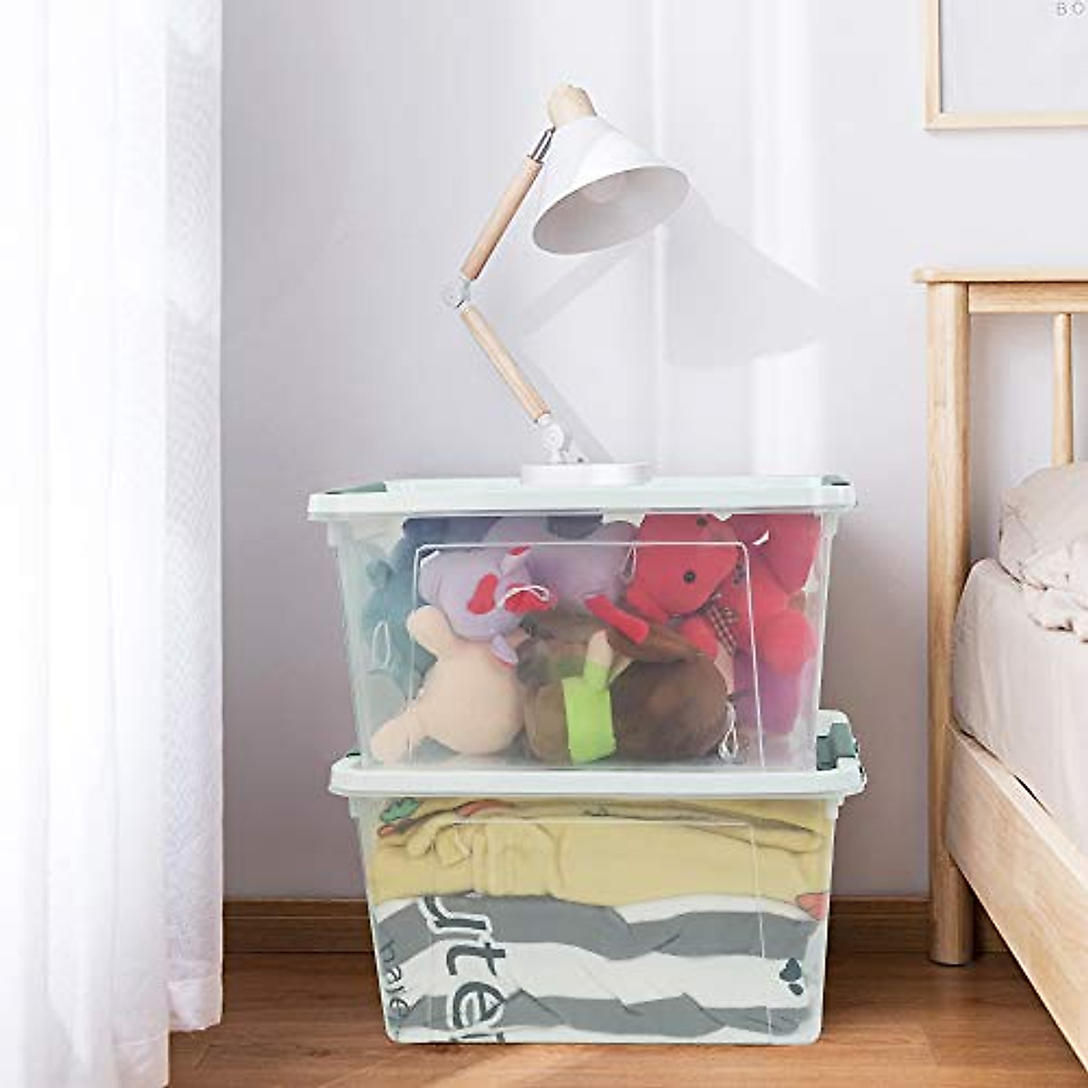 Saedy 6 Pcs Large Clear Storage Box, 35 Qt Plastic Bins with Lids for Versatile Storage