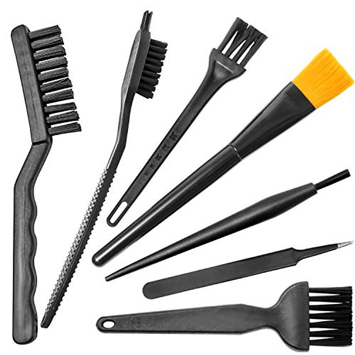 Computer PC Keyboard Laptop Electronics Camera Small Cleaning Brush Kit (Black, Set of 7)