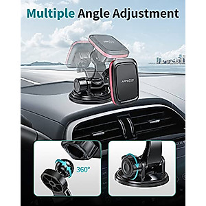 APPS2Car Magnetic Car Phone Mount with Adjustable Arm & 6 Strong Magnets Universal Dashboard Windshield Cell Phone Holder Compatible with iPhone 13 Pro 12 Pro Xs XS Max XR, Samsung S10 S9 and More