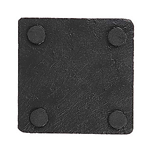 Slate Stone Drink Coasters - Set of 5 Square Black Natural Edge Stone Drink Coasters for Bar and Home- 4" x 4"