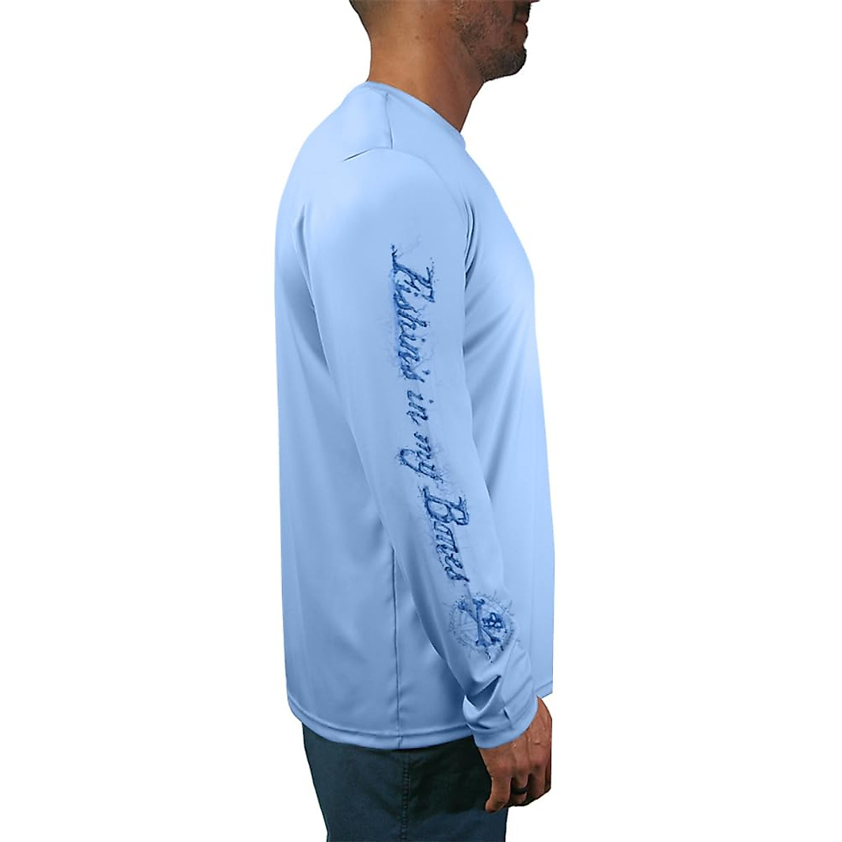 Rattlin Jack Men's Long Sleeve Fishing Shirt UV Protection Two Bass 3XL Blue