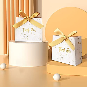 DECHISY 30Pack Small Thank You Gift Bags,Marble Pattern Party Favor Bags with Gold Bow Ribbon,4.5x1.8x3.Inches,Paper Bags for Birthday Wedding Bridesmaid Holiday Valentines Day (Gold)