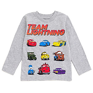 Disney Pixar Cars Lightning McQueen Tow Mater Toddler Boys 2 Pack Long Sleeve T-Shirts White/Gray 3T