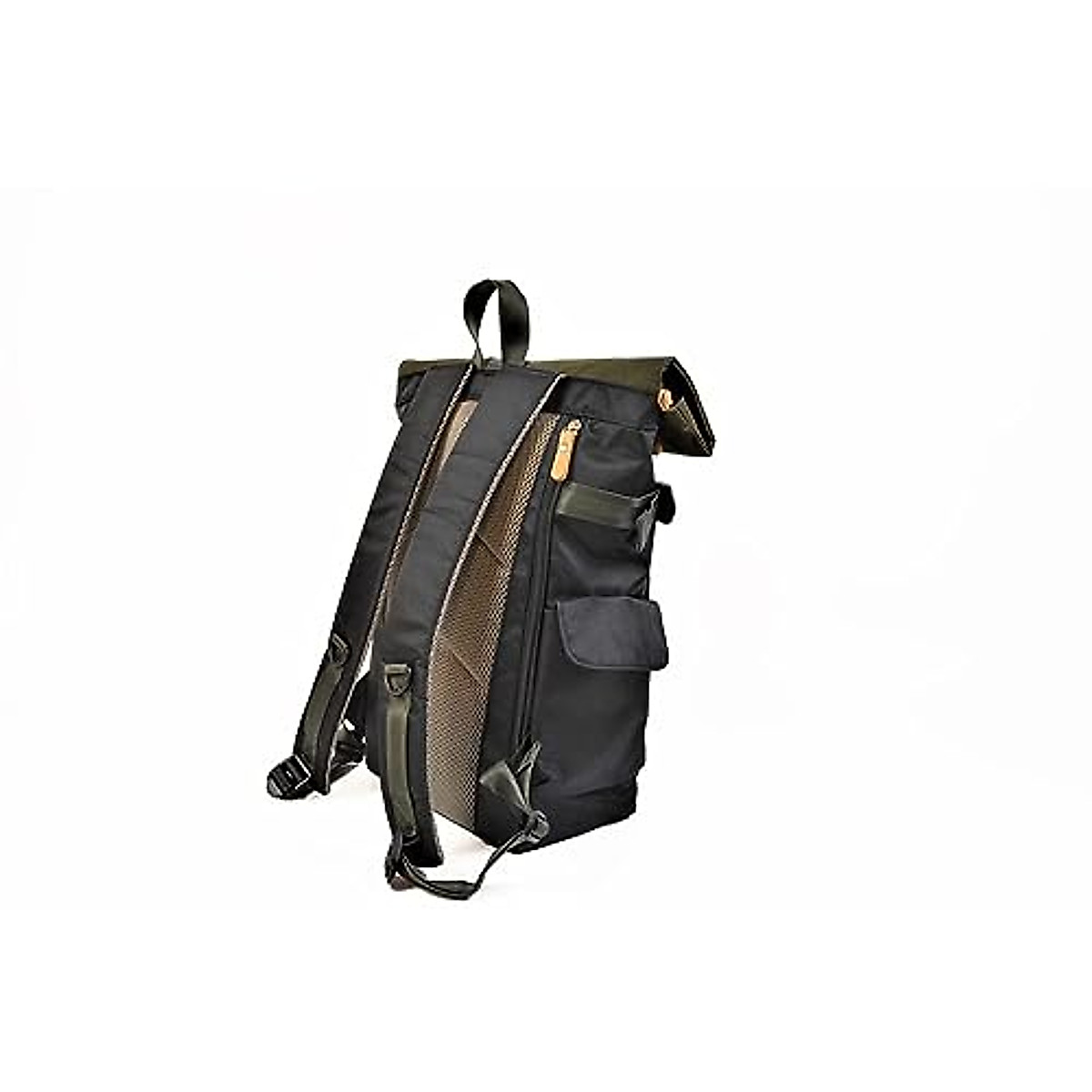 Harvest Label 2-Tone Rolltop Backpack - Black Olive Outdoor Daypack Everyday Office Workout Gym, HFC-9031-BOL-P