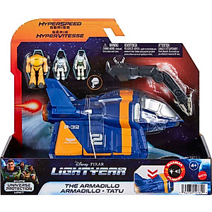 Mattel Disney and Pixar Lightyear Toys, Gama Fusion Small Scale Armadillo Vehicle with 3 Figures, Lights, Sounds and Claw Arm