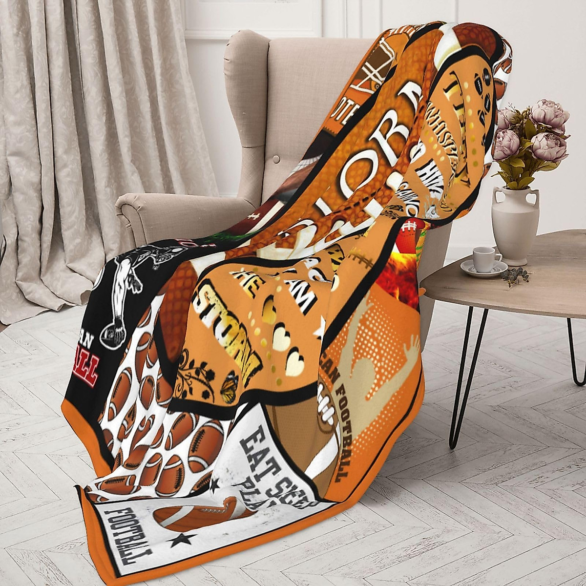 Blanket Football for Kids Boys Girls Fun Soft Plush Flannel Furry Fluffy Nap Sleep Blanket, Christmas Thanksgiving Birthday Magical Decor Throw 50"x60" Soccer