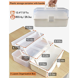 Sjqecyfv Sewing Box Art Craft Organizers Storage Box 3 Layer Tackle Box Organizer Nail Organizer Tool Box with Handle