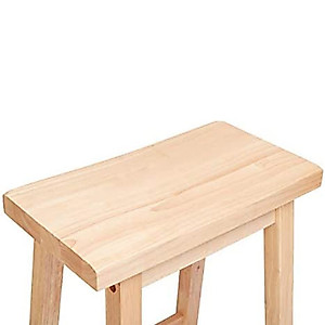 PJ Wood Classic Saddle Seat 29 Inch Tall Kitchen Counter Bar Stool for Homes, Dining Spaces, and Bars with Backless Seat, Natural