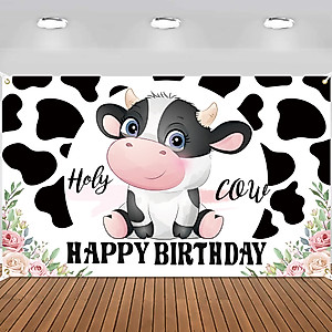 Cow Birthday Party Decoration Holy Cow Backdrop Decorations Cow Birthday Party Supplies Cow Themed Birthday Party Backdrop Decorations for Farm Animals Theme Party Baby Shower Supplies