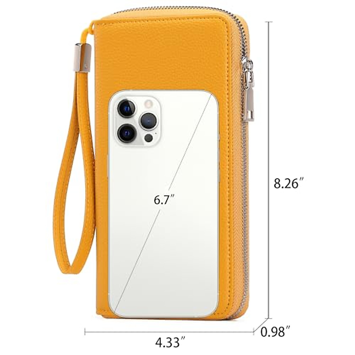 GOIACII Womens Wallet RFID Blocking Leather Zip Around Wallet Large Capacity Long Purse Credit Card Clutch Wristlet