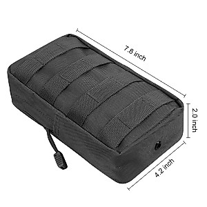 Gogoku 3-Pack Combo Molle Pouch Water Bottle Pouch Holder with Detachable Flag Patch & 5 D-Ring Clip Tactical Molle Pouches Compact Utility EDC Waist Bag Pack Black