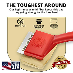 Grill Rescue BBQ Replaceable Scraper Cleaning Head, Bristle Free - Durable and Unique Scraper Tools for Cast Iron or Stainless-Steel Grates, Barbecue Cleaner (Grill Brush with Scraper)
