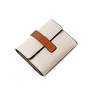 AOXONEL Small Womens Wallet Leather Wallets for Women Rfid Ladies Wallets Trifold Wallet Compact Thin with Card Slots and Zipper Coin Pocket (White)