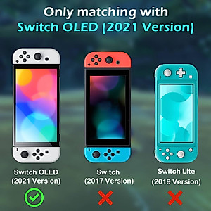 DLseego Animal Crossing Switch OLED Case Protective Cover Dockable Hard Shell Joy Con Skin Accessory With 4PCS Thumb Grips Caps and 2PC Screen Protectors