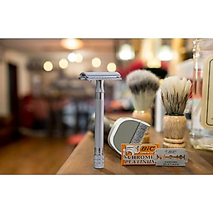 BIC Chrome Platinum Double Edge Safety Razor Disposable Single Blades (100 Pack)