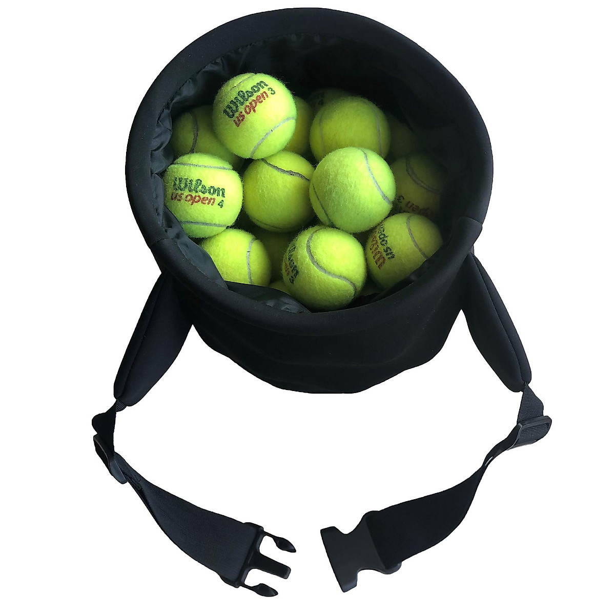 Plai Portable Tennis Ball Hopper Basket - Great for Tennis Training & Fast Feeder for Tennis Balls, Pickleball, Table Tennis or Baseball Balls, Fits Around Any Waist - Holds 50+ Tennis Balls