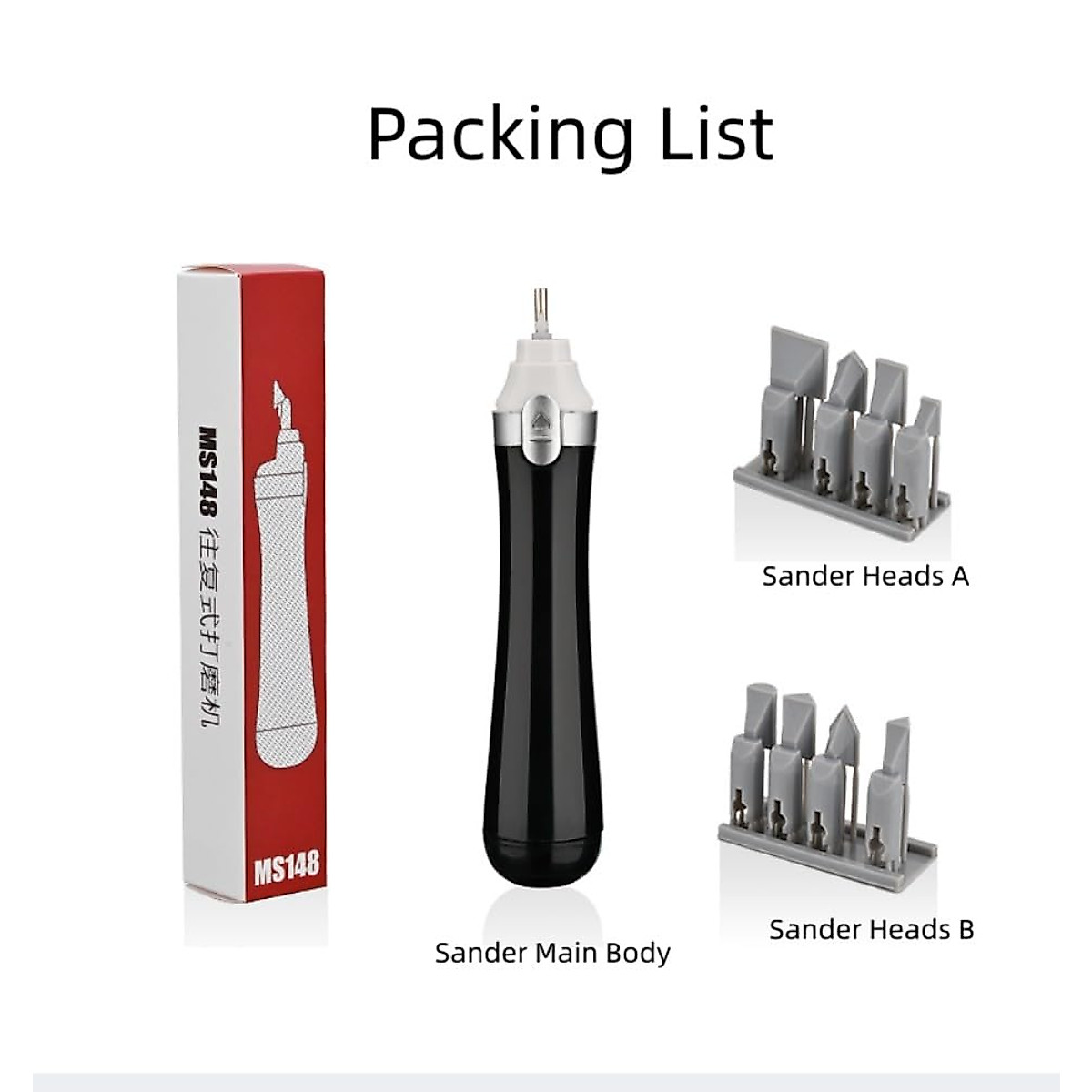 ANSAI Electric Reciprocating Sander, With 8pcs 3D Print ABS Head For Hobbies,Art,Miniature,figure polishing,sanding