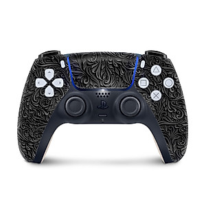 TACKY DESIGN PS5 Skin Black Skin for Playstation 5 Skin Console and 2 Controller Skin, PS5 Cover Vinyl 3M Decal Stickers Full wrap Cover (Disk Edition)