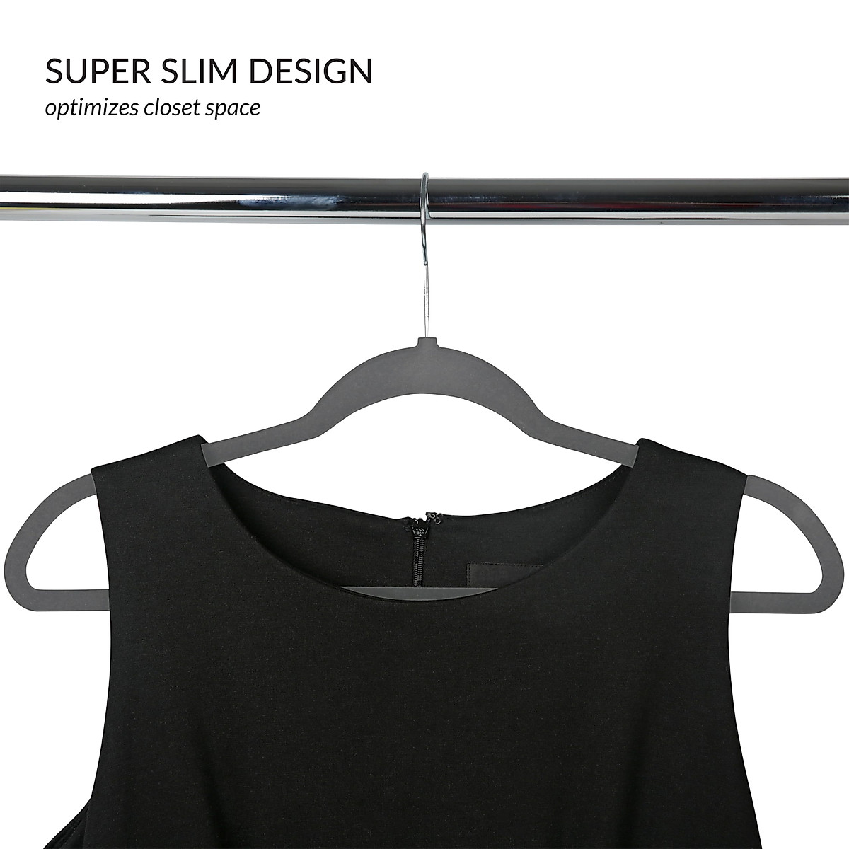Simplify Slim Velvet Clothes Hangers | 25 Pack | Non-Slip | Shirts | Suit | Pants | Dresses | Garments | Closet Storage & Organization | Durable | Grey