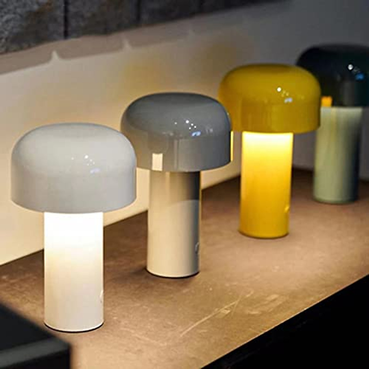 liuwei Desk Lamp for Portable Touch Dimming,USB Rechargeable Night Light Simple Floor Lamp,Mushroom Table Light for Living Room/bar/Bedroom/Bedside/Study,Yellow