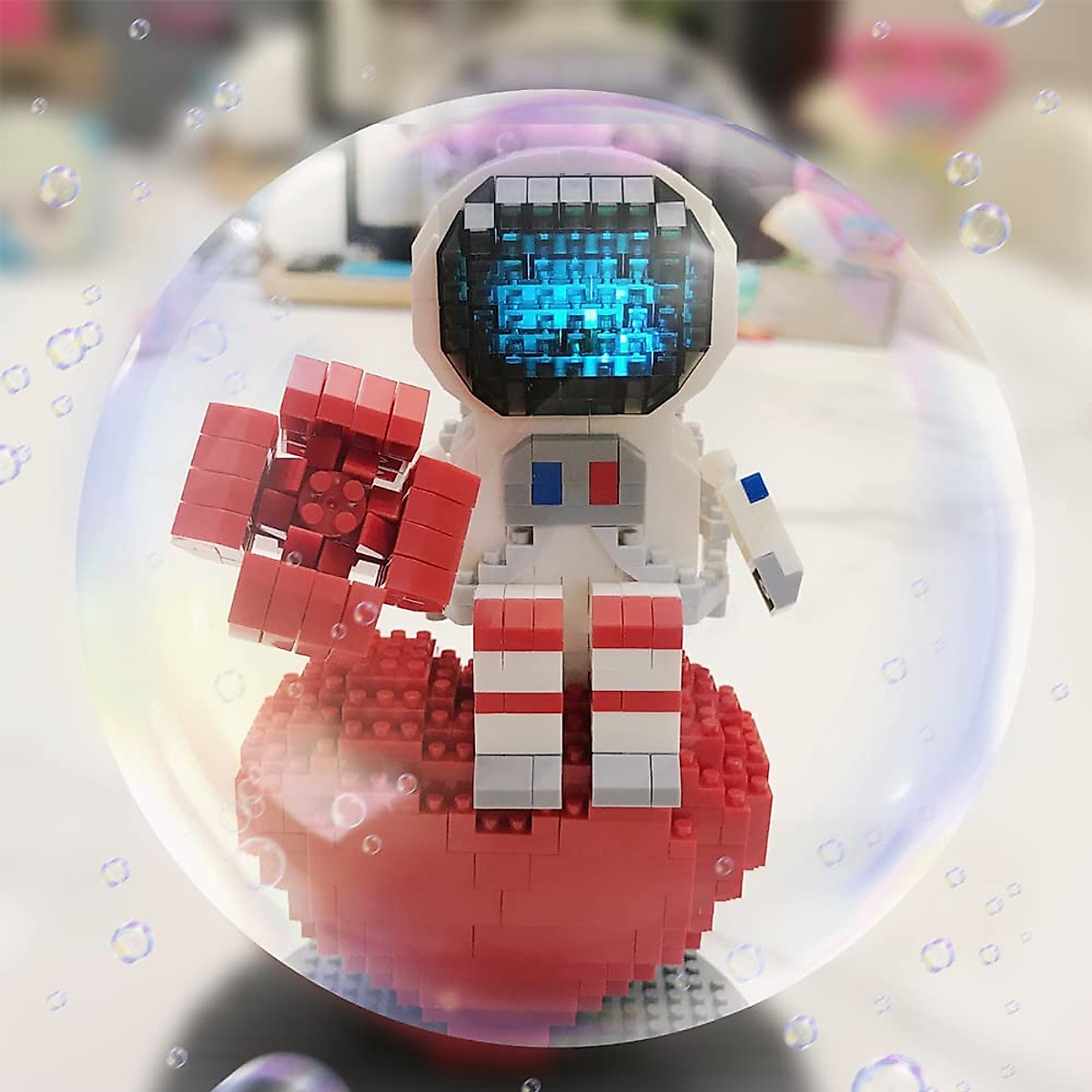 Uvini Micro Blocks Astronaut Model with Light STEM Building Toy Set for Adults or Teens Spaceman with Heart Bricks Toys 911PCS, 00877