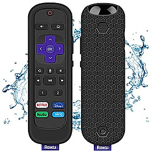 Case for Roku Voice Remote Pro, Cover Roku Ultra 2020/2019/2018 Remote Control Silicone Protective Controller Back Sleeve Holder Universal Replacement Skin New Battery Protector(Black)